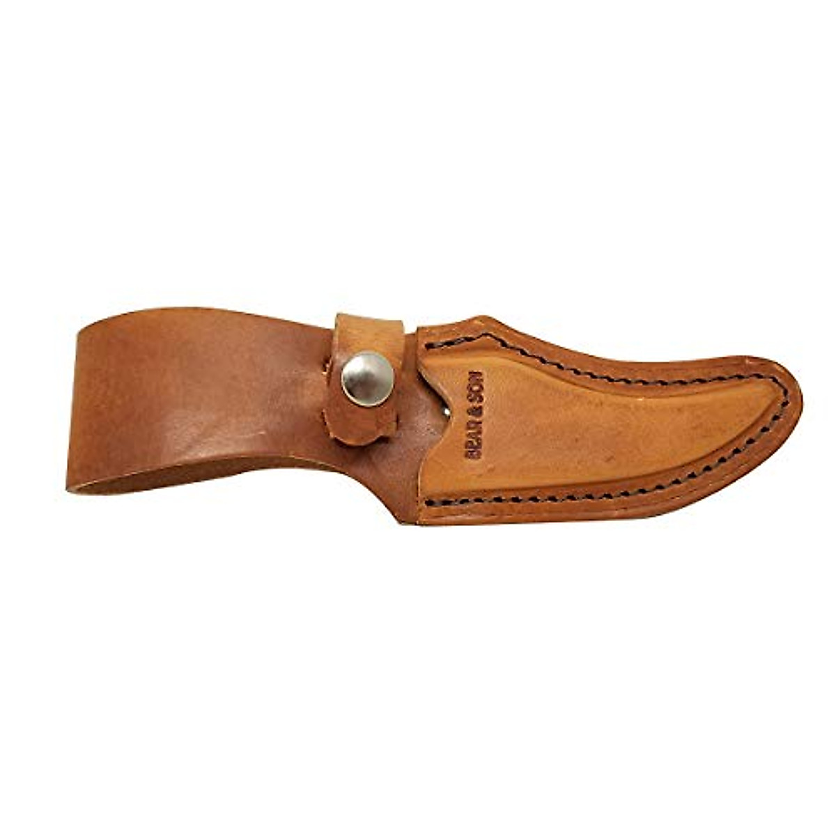 Bear & Son Cutlery 7 1/4" Upswept Skinner Knife, 440 High Carbon Stainless Steel Blade, Stag Delrin Handle, Leather Sheath (753)