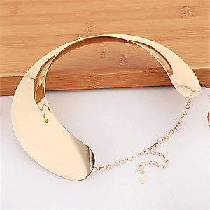 Punk Chunky African Choker Collar Necklace Drop Dangle Earrings Set 14K Gold Silver Plated Exaggerated Gothic Thick Statement Necklace for Women Hip Hop Jewelry Gift-A gold