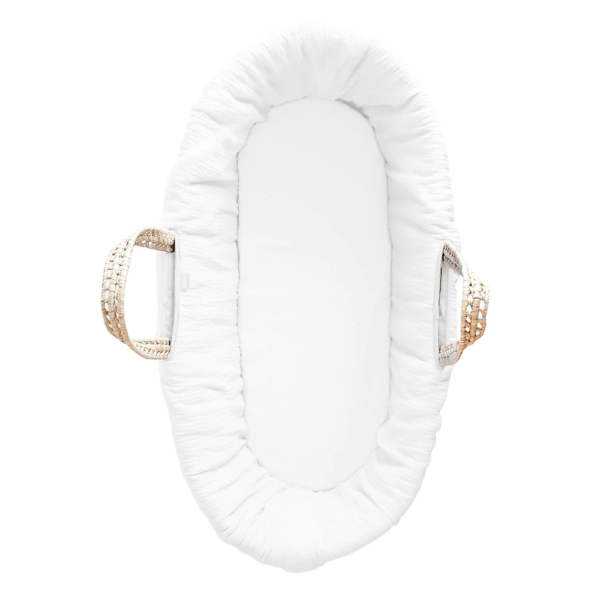 Tadpoles Luxe Cotton Set of 2 Moses Basket Fitted Sheets with Foam Pad - White