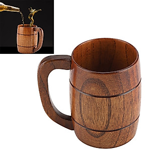 Gavigain Wooden Drink Mug,natureWooden Beer Cup Retro Big Capacity Tea Water Classic Wood Drinking Mug with Handle,Beer Cups for Men & Women