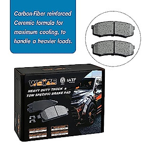 WEIZE Front Truck & Tow Brake Kit, Carbon Fiber Ceramic Brake Pads & Drilled/Slotted Brake Rotors, Fit for Toyota 4Runner 2010-2022