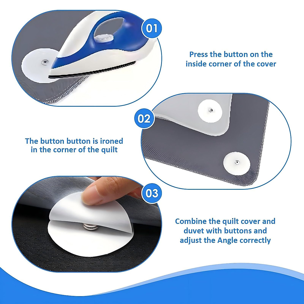 YENOVO Iron on Duvet Cover Snaps, Duvet Metal Snap Clips for Comforter Inside, Duvet Corner Holder Prevent The Bed Duvet from Shifting in The Quilt Cover (16 Pcs/8 Pairs)