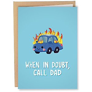 Sleazy Greetings Funny Happy Father's Day Greeting Card | Cheeky Birthday Card For Dad | Bday Card with Envelope (When In Doubt Call Dad)