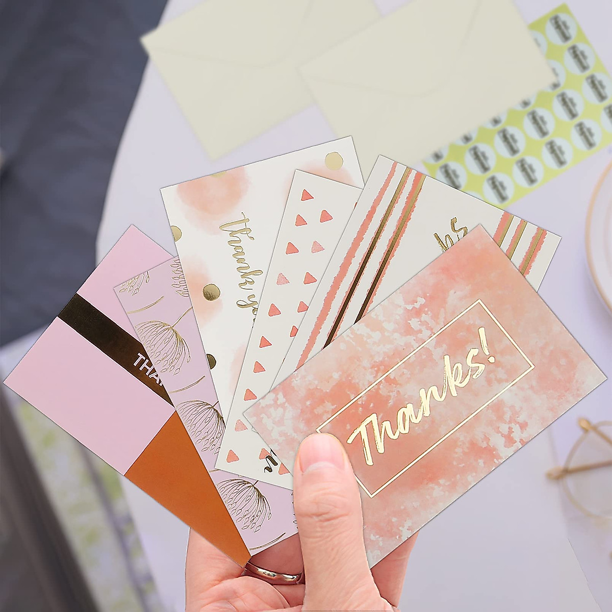 Nuposul Thank You Cards with Envelopes - 24 Blank Note Cards for All Occasion, Baby Showers,wedding, birthday party