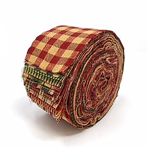 22 Vintage Christmas Homespun 100% Cotton Fabric 2.5" X 44" Precut Jelly Roll by JCS