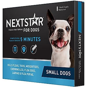 NEXTSTAR Flea and Tick Prevention for Dogs, Repellent, and Control, Fast Acting Waterproof Topical Drops for Small Dogs, 1 Month Dose