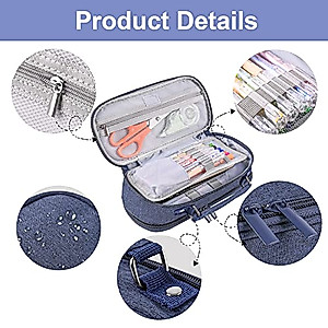 Large Capacity Pencil Case, 3 Compartment Pencil Bag Stationery Pouch, Handheld Cosmetic Bag, Storage Pouch for School Office Trip Teens Adults Girl Boy Men Women Gift