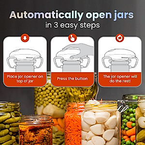 Elite Gourmet EJO800 High Power Torque Automatic Battery Operated Electric Jar Opener, One-Touch Electric Operation, Easily Remove Most-Size Lids with Auto-Size Guides, Black/Gray