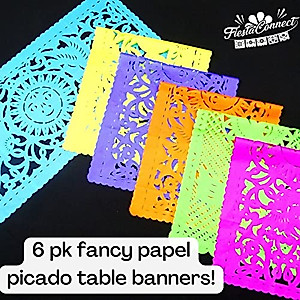 Mexican Table Runners, 6 Pack, Papel picado, 39x20 Inches, Bohemian Table Decorations, Mexican Party Theme, Cinco de Mayo, Mexico Wedding,