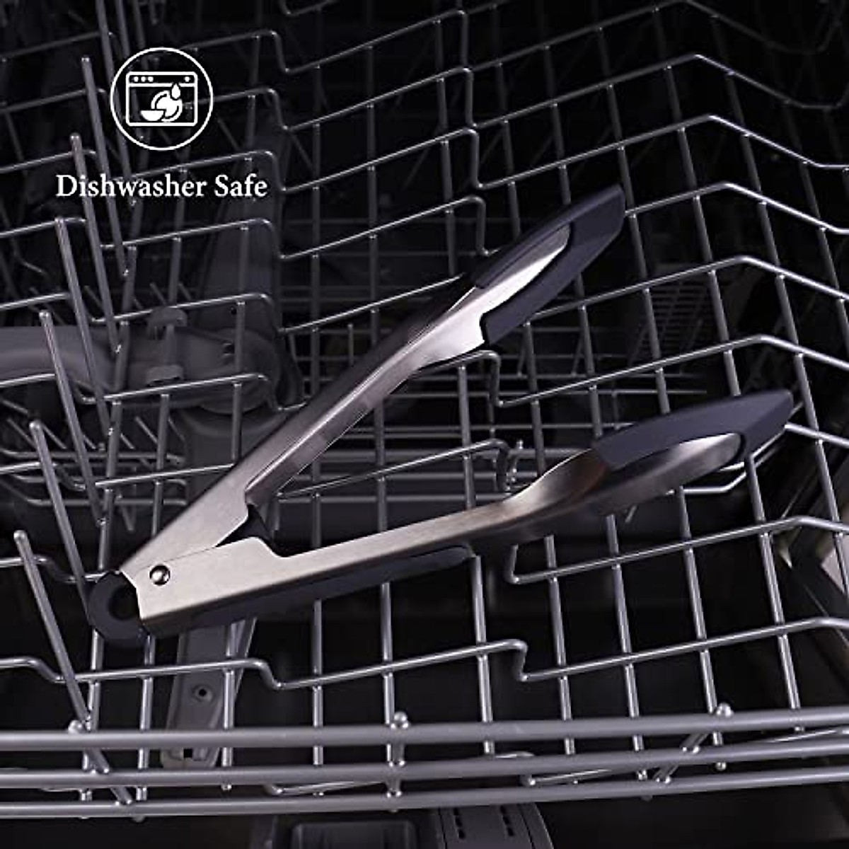KITCHENDAO Tongs for Cooking with Silicone Tips, One-Handed for Convenience, Soft-Touch Handle, Silicone Tipped Food Grill BBQ Cooking Tongs for Non-Stick (12 Inch&9 inch Sets)