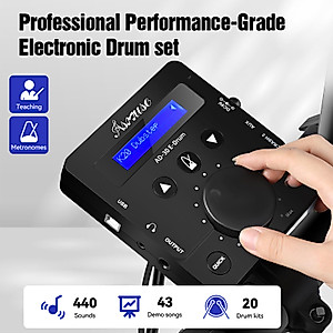 Asmuse Electronic Drum Set Kit for Adults Beginners with 8 inch Mesh Snare Electric Drum Set with Rim Shot and Cymbal Choke Function,USB MIDI Supported,2 Pairs of Drum Sticks &Headphone Set Included