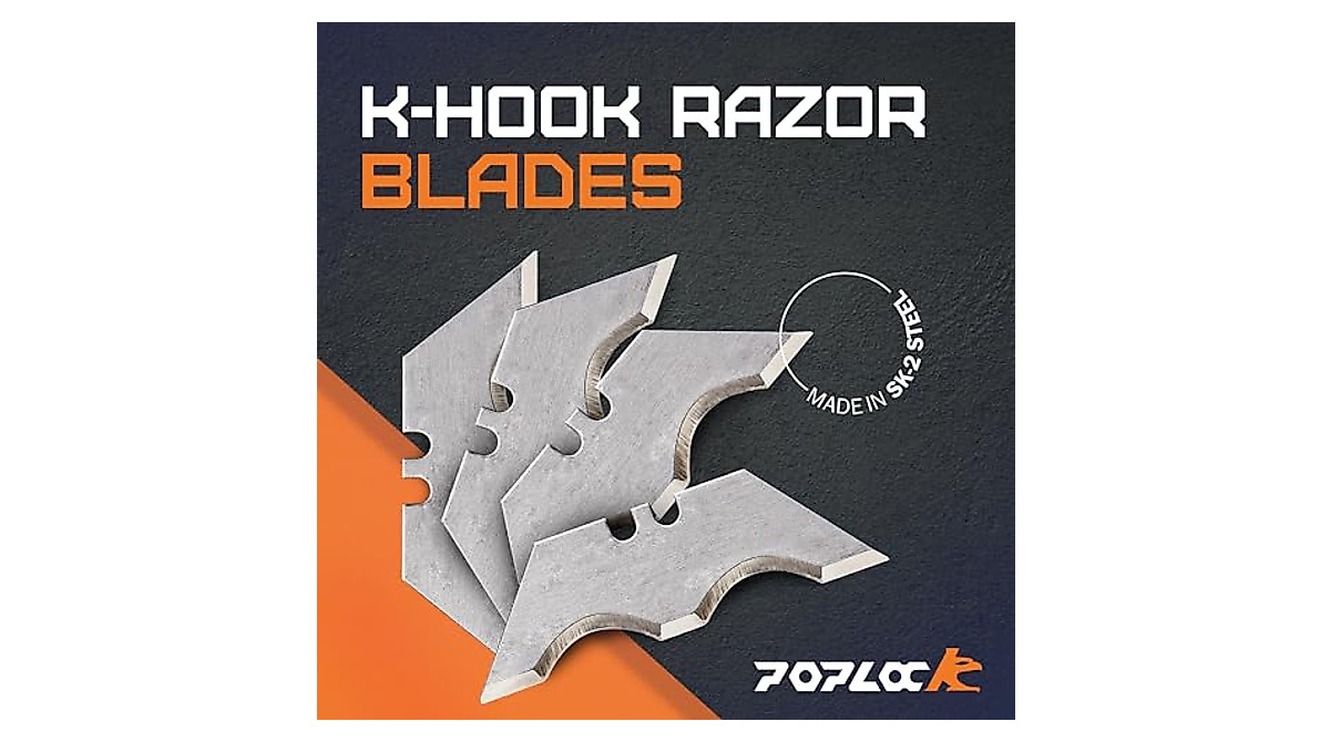 POPLOCK 20-Piece K Hook Razor Blades for Utility Knife Replacement