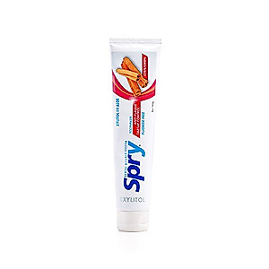 Spry Xylitol Toothpaste 5oz, Fluoride Free Toothpaste Adult and Kids, Teeth Whitening Toothpaste with Xylitol, Natural Breath Freshening, Mouth Moisturizing Ingredients, Cinnamon (Pack of 1)
