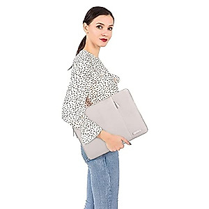 MOSISO Laptop Sleeve Bag Compatible with MacBook Air/Pro, 13-13.3 inch Notebook, Compatible with MacBook Pro 14 inch 2023-2021 A2779 M2 A2442 M1, Polyester Vertical Case with Pocket, Stone Gray