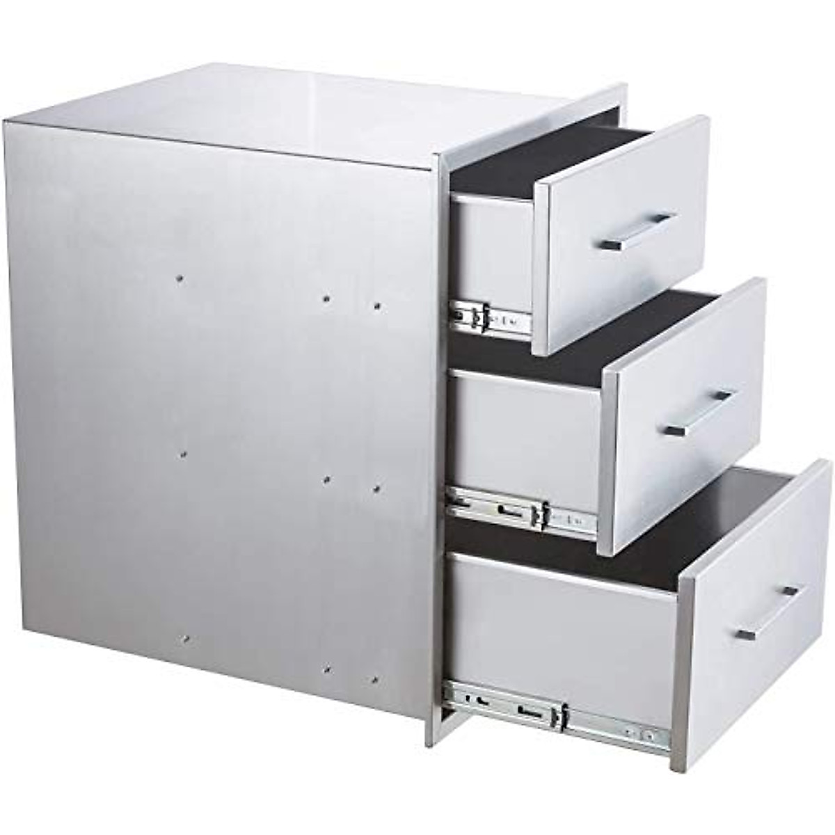 yuxiangBBQ Outdoor Kitchen Drawers Stainless Steel 3-Drawer BBQ Drawer 14" W x 20.5" H x 23" D Enclosed Built-in Drawer Flush Mount for Outdoor Kitchens & BBQ Islands