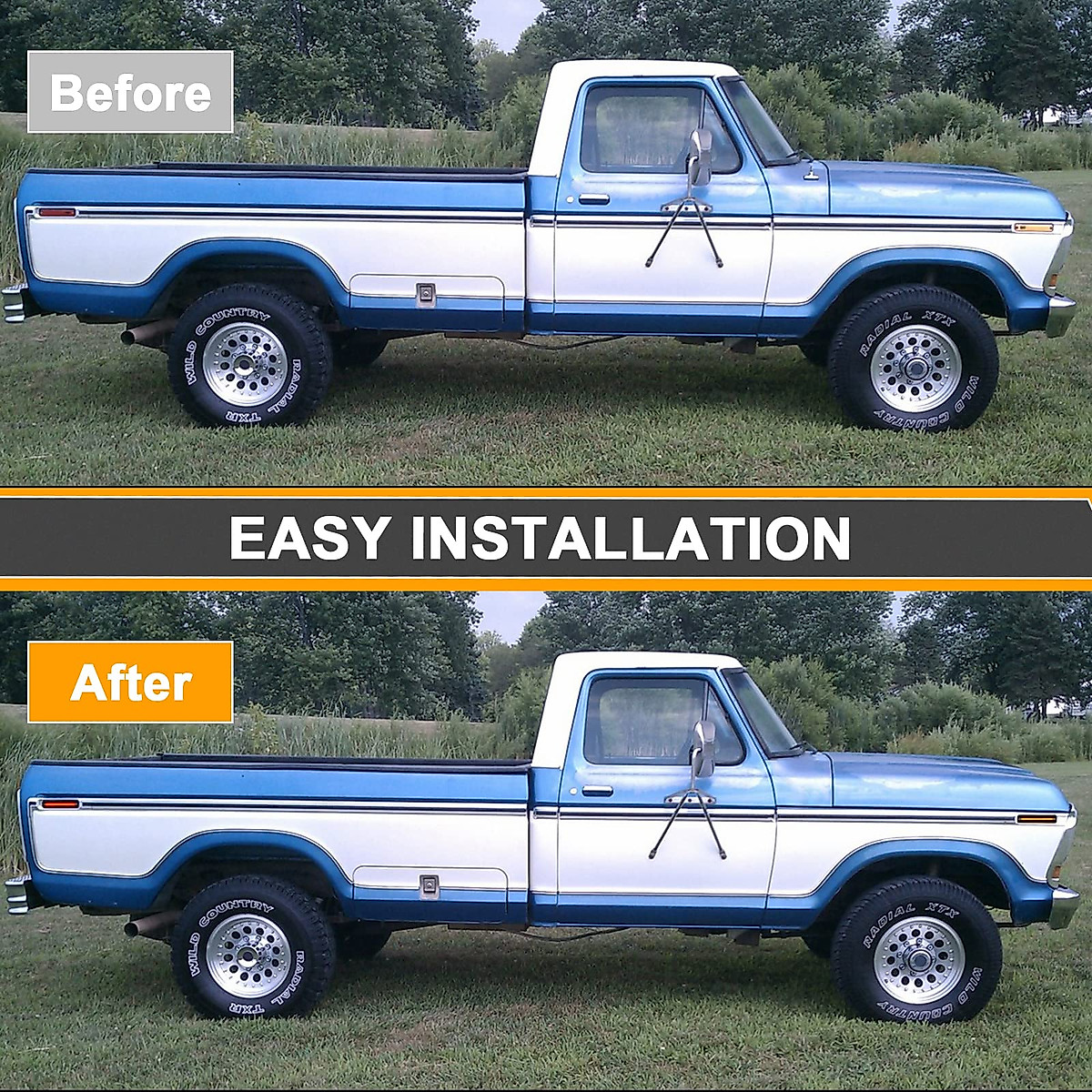 Aexploer LED Side Marker Lights Compatible with F100/150/250/350 1973-1979,for Econoline E100/150/250 1975-1991,for Bronco 1978-1979,Side Markers Lamps Lights Assembly(Smoked Lens)