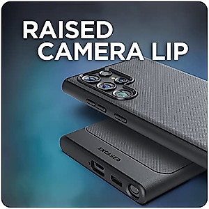 Encased Thin Armor Designed for Samsung Galaxy S22 Ultra Belt Clip Case, Slim Fit Phone Case with Holster (Matte Black)