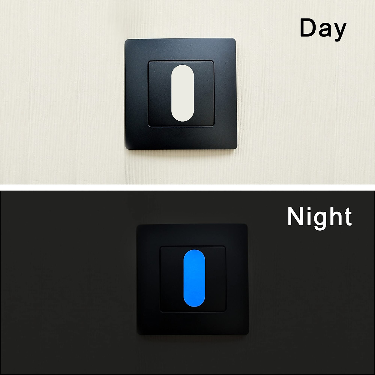 TOMALL 20pcs Glow in The Dark Tape Stickers Switch Button Night Safety Luminous Decals Accessories for Car Bike Motorcycle Safety Exit Sign Stairs Walls Decoration Stickers (Blue)