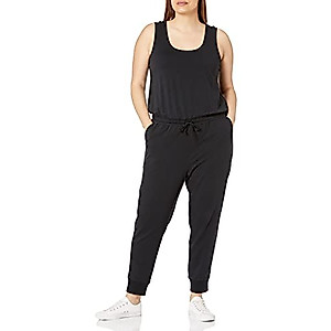 Amazon Essentials Women's Studio Terry Fleece Jumpsuit (Available in Plus Size), Black, Medium