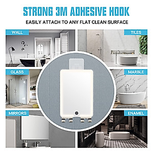 Jadazror Home Mirror, Heated Shower Mirror for Shaving with Light (7.8x5.3in), Fogless Shower Mirror, Wall Mount, 2 Razor Holders