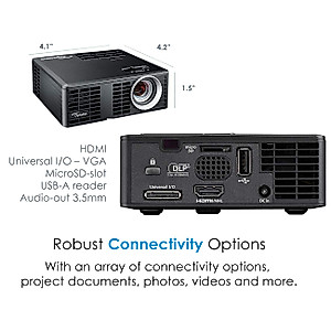 Optoma ML750 WXGA 700 Lumen 3D Ready Portable DLP LED Projector with MHL Enabled HDMI Port, White