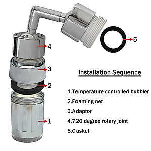 720 Degree Swivel Sink Water Faucet,Universal Light Up Faucet Adapter,3-Color tempeleter Sensor Big Angle Spray Large Flow,Faucet Head Replacement for Kitchen Bathroom Face Washing