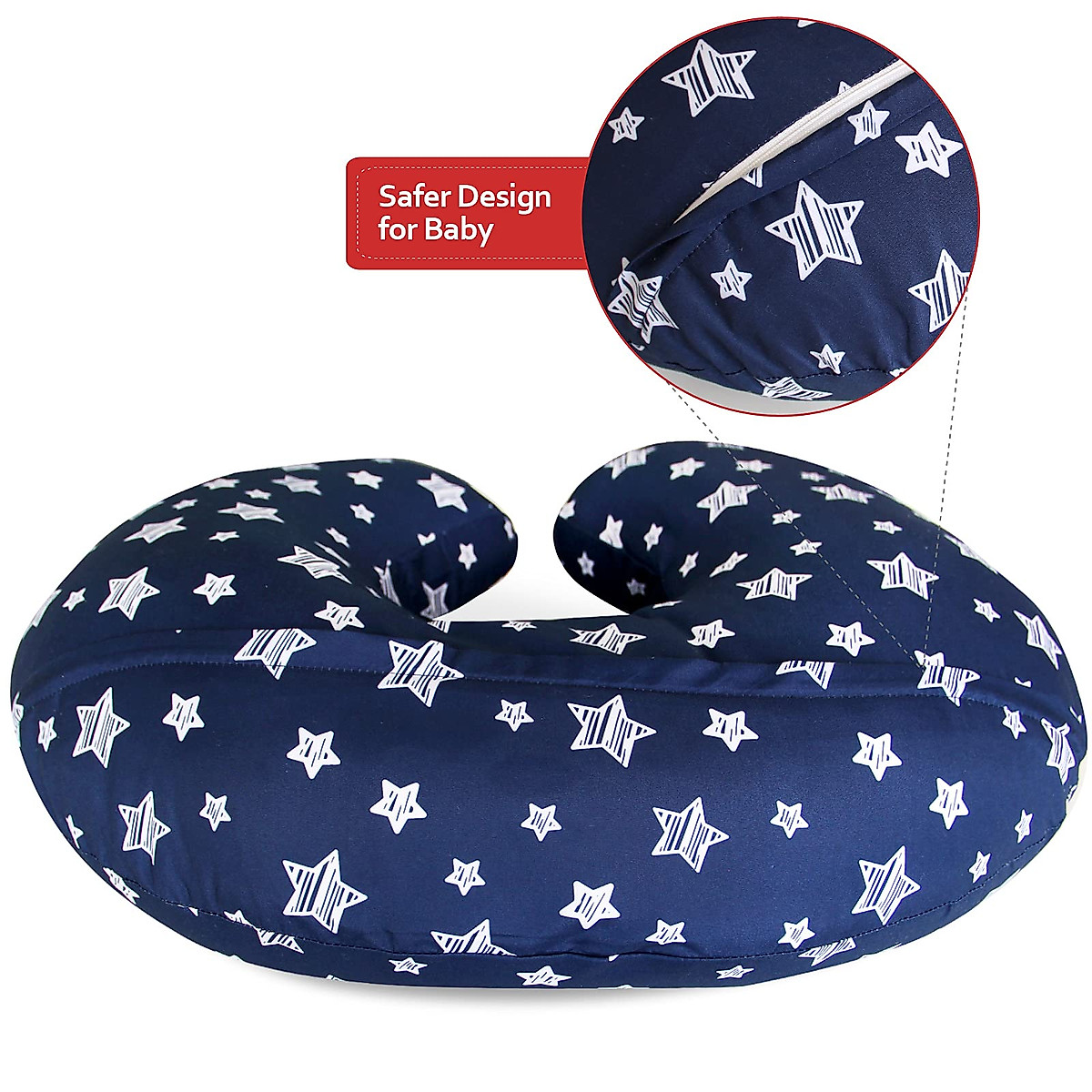 Nursing Pillow Cover Navy for Baby Boys, Breastfeeding Nursing Pillow Slipcovers Super Soft, Navy Star and Nursing Pillows for Breastfeeding and Positioner Breathable, 3D Air Mesh Breastfeeding Pillow