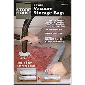 3 Pack Vacuum Storage Bags with BONUS COMPRESSION BAG!