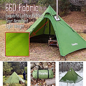 Hot Tent with Stove Jack Camping Tipi Tent FIREHIKING for 1-2 Person 4 Season