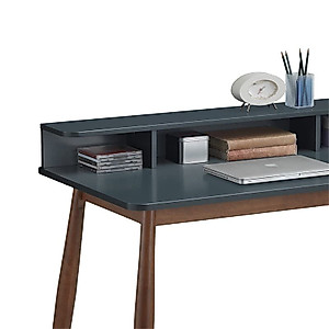 Roundhill Furniture Roskilde Storage Wood Office Desk, Gray/Blue