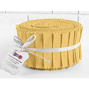 Soimoi 40Pcs Solid Goldenrod Precut Fabrics Strips Roll Up 2.5 Inches Cotton Jelly Rolls for Quilting