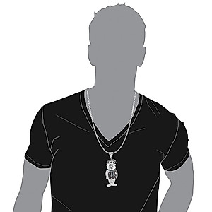 Ritika Created Round Cut Multi-Diamonds 925 Sterling Silver 14K White Gold Over Iced Out Diamond Cartoon Character Fred Flinstones Charm Pendant for Cartoon Lovers