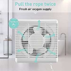 Window Fans With Exhaust And Intake 8 Inch 294 CFM Bathroom Window Exhaust Fan,Vertical Attic Window Fan Double Direction Reversible Strong Airflow, Window Fans Twin Reversible Quiet With Switch
