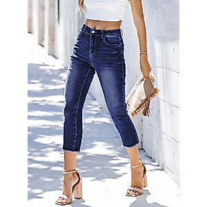 Sidefeel Womens High Waisted Jeans Trendy 2025 Stretchy Casual Straight Leg Denim Pants Blue Size 14