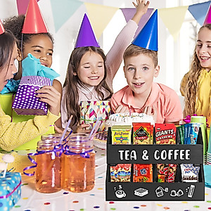 Coffee Station Organizer for Countertop, Wooden Coffee Bar Organization with 8 Compartments, 2 -Tier Tea Bag Organizer for Counter, Black Coffee Accessories for Coffee Bar with Removable Dividers