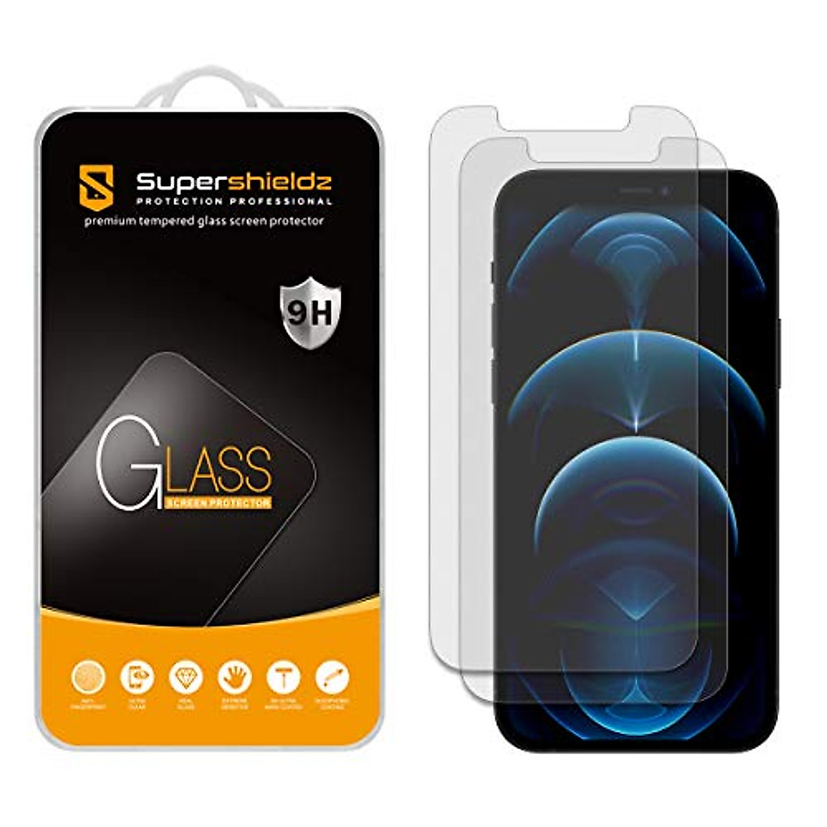 (2 Pack) Supershieldz Anti-Glare (Matte) Screen Protector Designed for iPhone 12 and iPhone 12 Pro (6.1 inch) [Tempered Glass] Anti Fingerprint, Anti Scratch, Bubble Free
