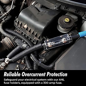 InstallGear - Fuse Block with ANL Fuse Holder and Clear Cover - 2 Pack, 300Amp Fuses for Secure Circuit Protection - Universal Fuse Box for 0-10 Gauge Terminals, Automotive Applications