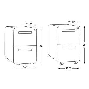 Laura Davidson Furniture Stockpile 2 Drawer Mobile File Cabinet with Lock - Under Desk Metal Filing Cabinet, Legal/Letter File Folders, Wheels and Stationary Feet, Pre-Assembled, Dark Grey