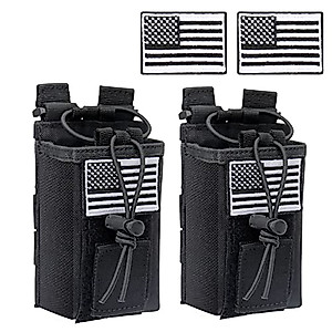 2 Pack Tactical Radio Holder Case Molle Radio Holder Duty Belt Military Heavy Case Accessories Radios Pouch Holster Bag for Baofeng UV-5R BF-F8HP UV-9R Two Way Radio Walkie Talkies Adjustable Storage