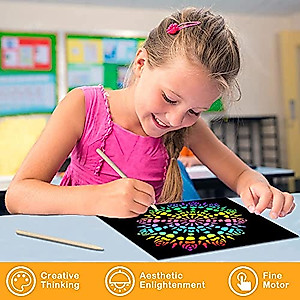 QXNEW Scratch Rainbow Art for Kids: Magic Scratch off Paper Children Art Crafts Set Kit Supplies Toys Black Scratch Sheets Notes Cards for Boys Girls Birthday Party Favors Games Christmas Easter Gifts