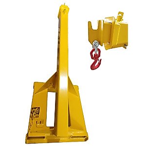 INTBUYING Adjustable Forklift Jib Boom Crane, Lifting up to 4400LB/2T, with a Mobile Crane Hoist and Truss Hook Extension Attachment Ranging from 63-98in, for Forklift Towing and Handling Equipment