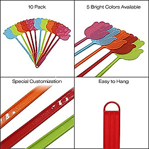 ValueHall 10 Pack Fly Swatter Multi-Colors Plastic Handle V7023