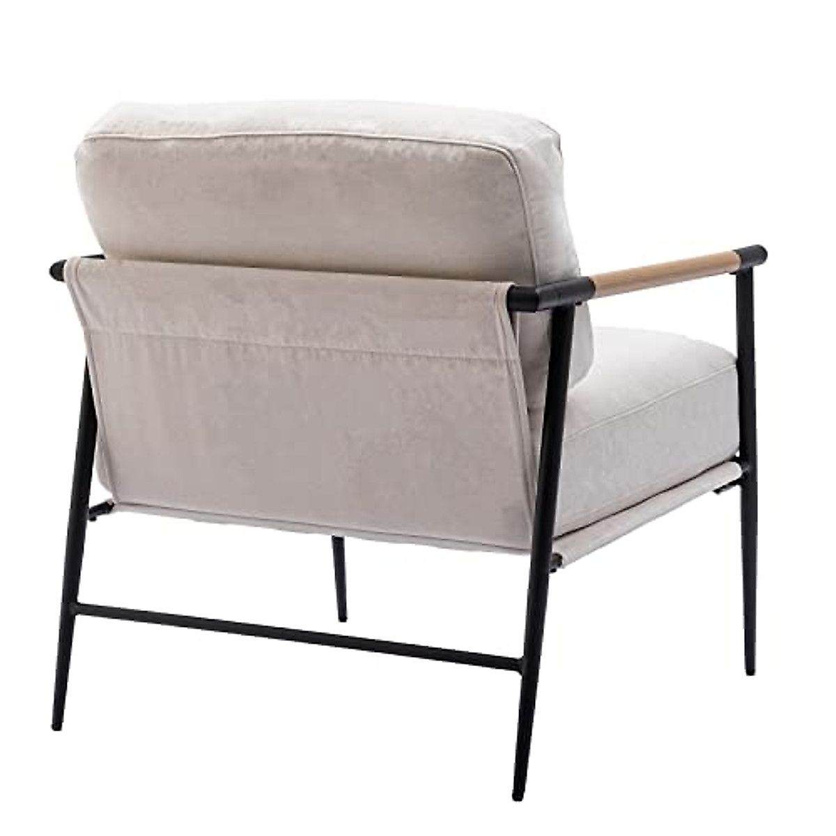 DUOMAY Mid-Century Modern Accent Chair - Soft Linen Upholstered Lounge Reading Chair for Bedroom - Comfy Lightweight Livinig Room Chairs - Beige