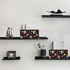 Mexican Skull Storage Basket Felt Storage Bin Collapsible Toy Boxs Convenient Box Organizer for Kids Bedroom Magazine