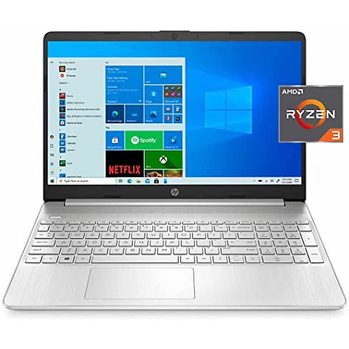 HP 15 Laptop,15.6" FHD, Ryzen 3-3250U, 4GB DDR4 RAM, 128GB SSD, AMD Radeon Graphics, HDMI, Webcam, Long Lasting Battery, Silver, Windows 10
