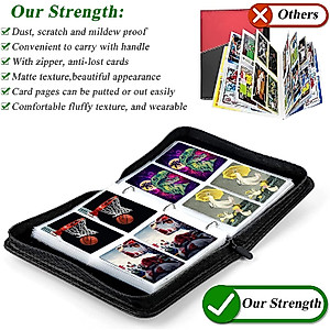 400 Pockets Card Binder, 4-Pocket Trading Card Binder Album Holder Storage Book for Game Cards with 50 Removeable Sleeves, Ideal Baseball Binder Fit 400 Cards, Gift for Kids Adults