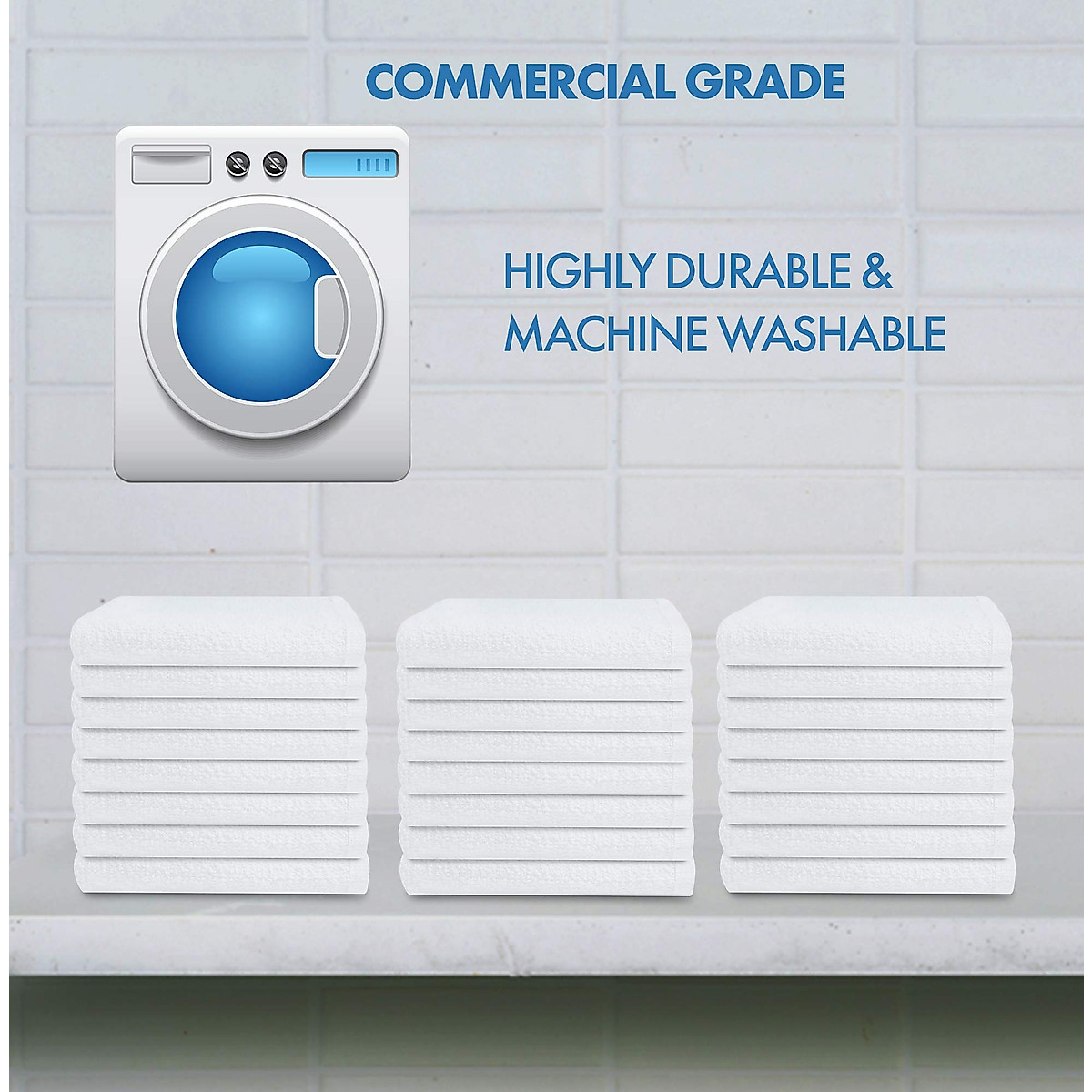 Cotton Terry Towel Cleaning Cloths White, 14"x17" Pack of 24, 100% Cotton Terry Cloth Bar Rags White Bar Towels Multi-Purpose High Absorbent Terry Towels for Cleaning Auto Detailing or Painters