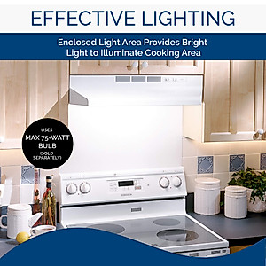 Broan-NuTone BUEZ121WW Ductless Under-Cabinet White Range Hood Insert with Lights, 21-Inch