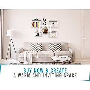 Modern Wall Mounted Square Shaped Floating Shelves – Set of 5 Square Shelves for Bathroom, Bedroom, Living Room & More - Screws and Anchors Included – Rustic Wall Décor Display for Home - White