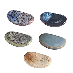Small Ceramic Spoon Rest 5 pcs (0.55" x 1.45" x 2.16"), Spoon Rest for Stove Top,Heat Resistant Porcelain Spoon Utensil Holder-Kitchen Utensil Rest Table Decor and Accessories